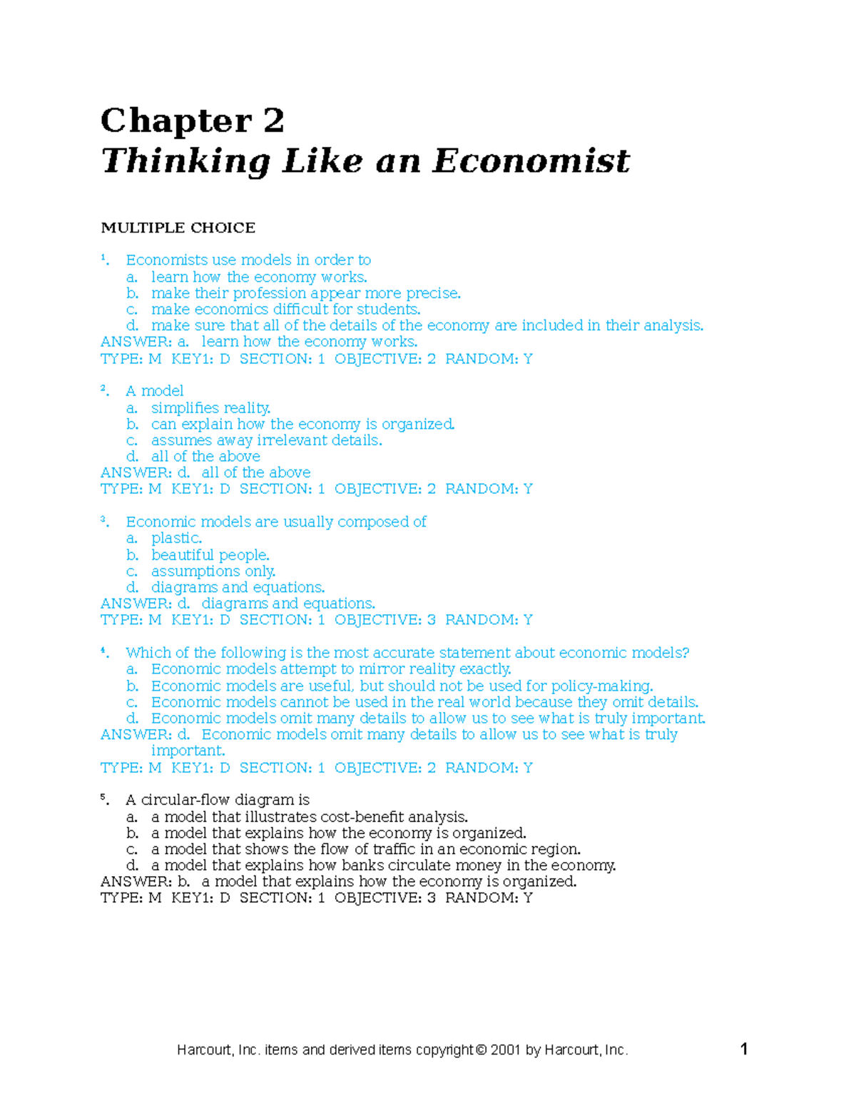 Chap02 - Midterm - Chapter 2 Thinking Like an Economist MULTIPLE CHOICE ...