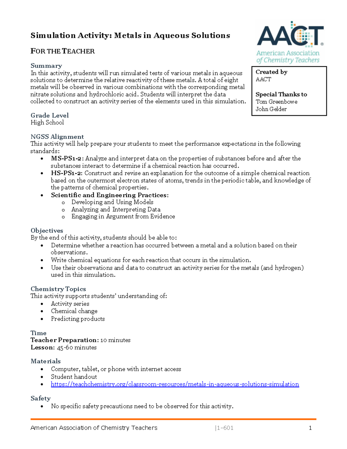 Simulation-metalsinaqueoussolutions - Simulation Activity: Metals in ...