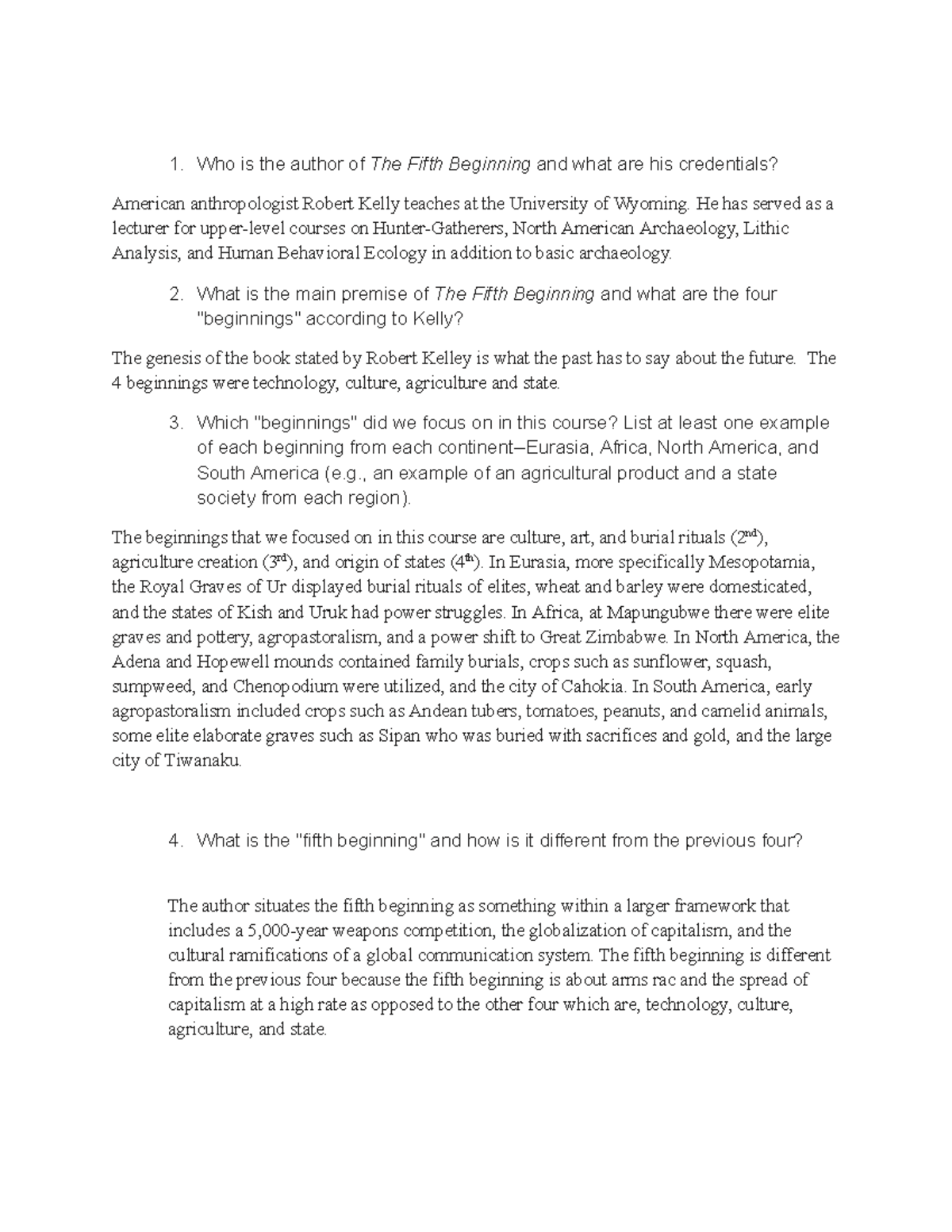 Discussion III Lecture notes - Who is the author of The Fifth Beginning ...