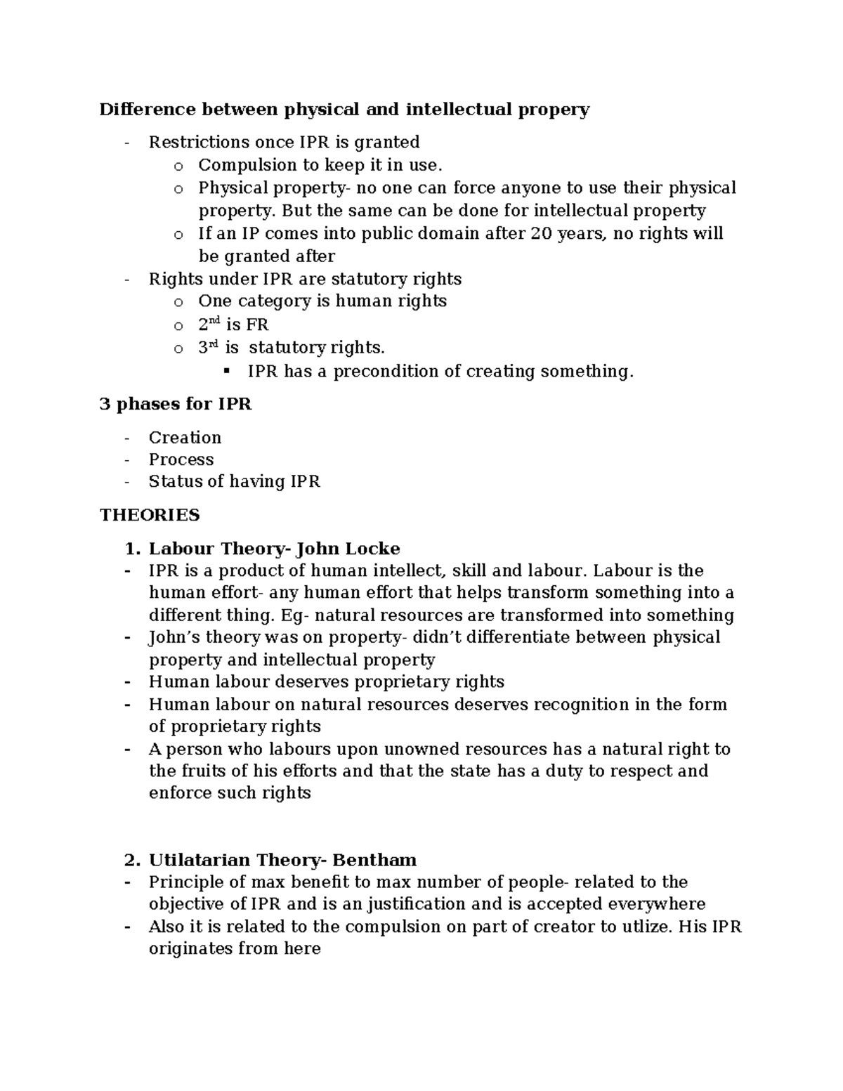 IPR Class notes - Difference between physical and intellectual propery ...