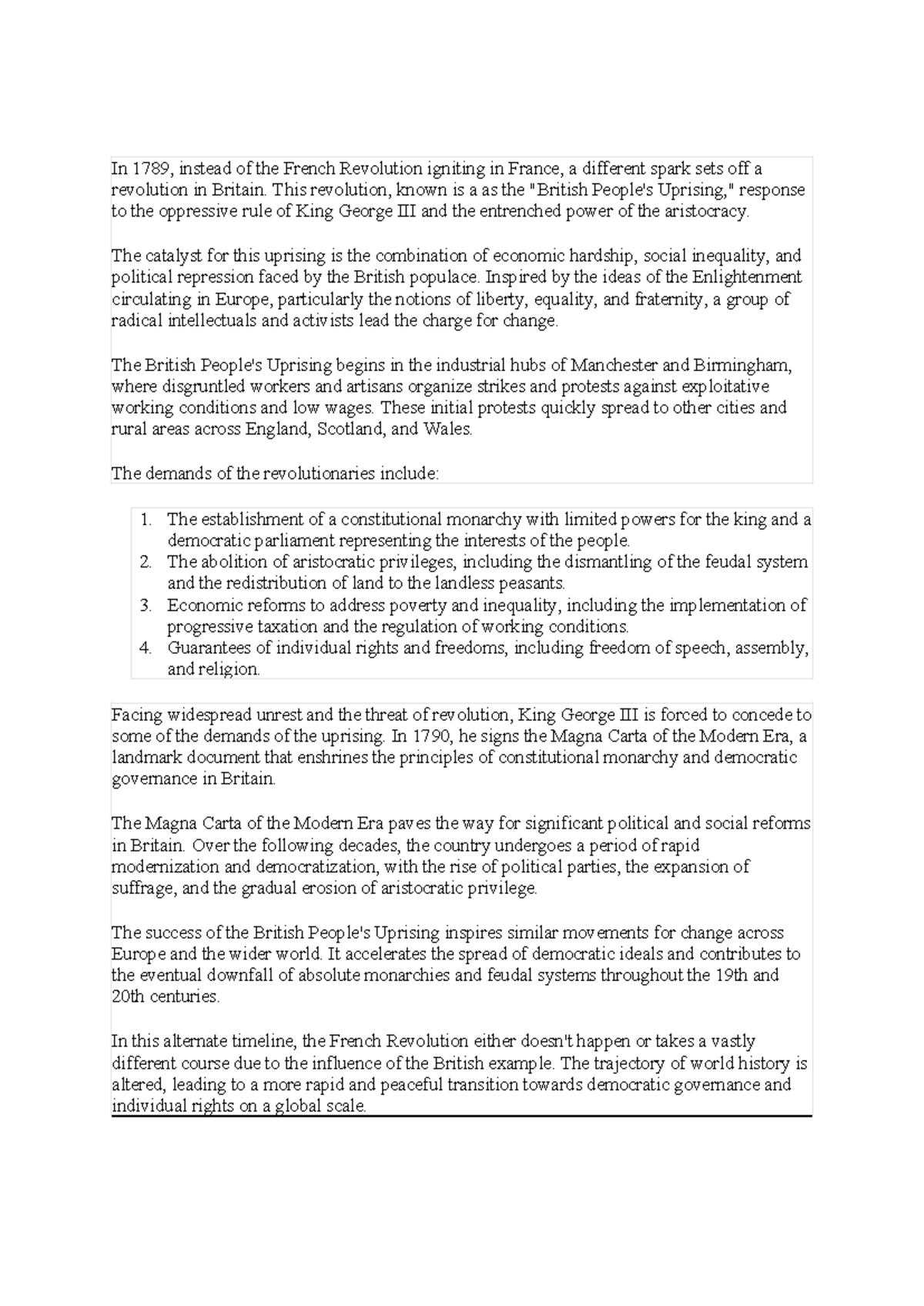 History Assigmnet - trabajo oral - In 1789, instead of the French ...