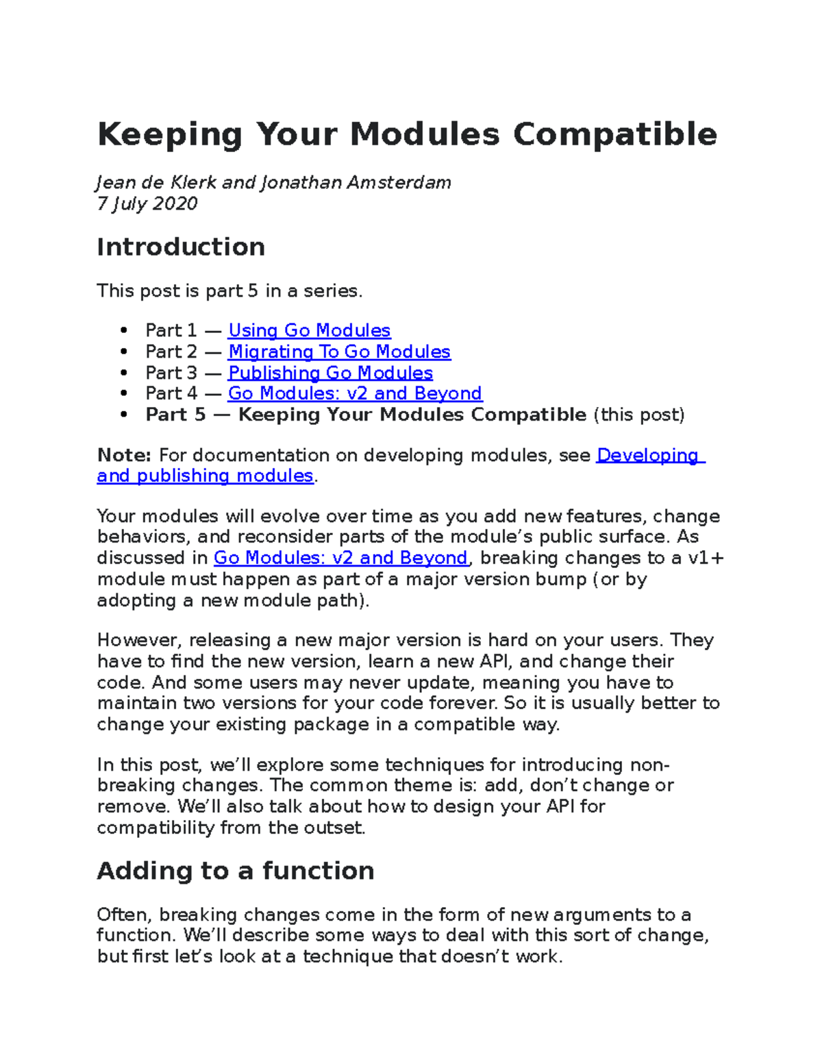 Keeping Your Modules Compatible - Part 1 — Using Go Modules Part 2 ...
