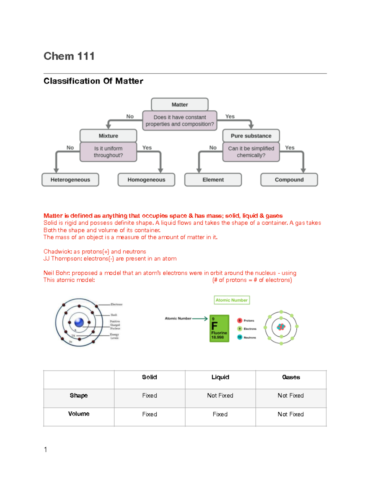 Stu Docu - Classification Of Matter - Chem 111 Classification Of Matter ...