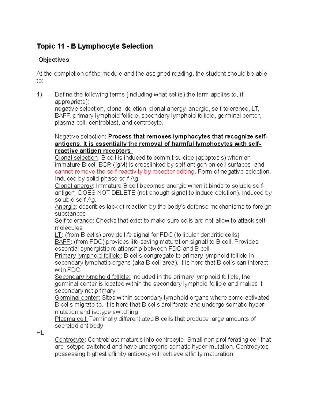 BLD 434 Topic 11 - Typed up learning objectives and clicker questions ...
