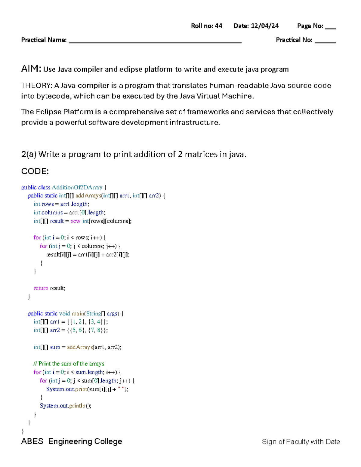 Javap 2 - Practical Name ...