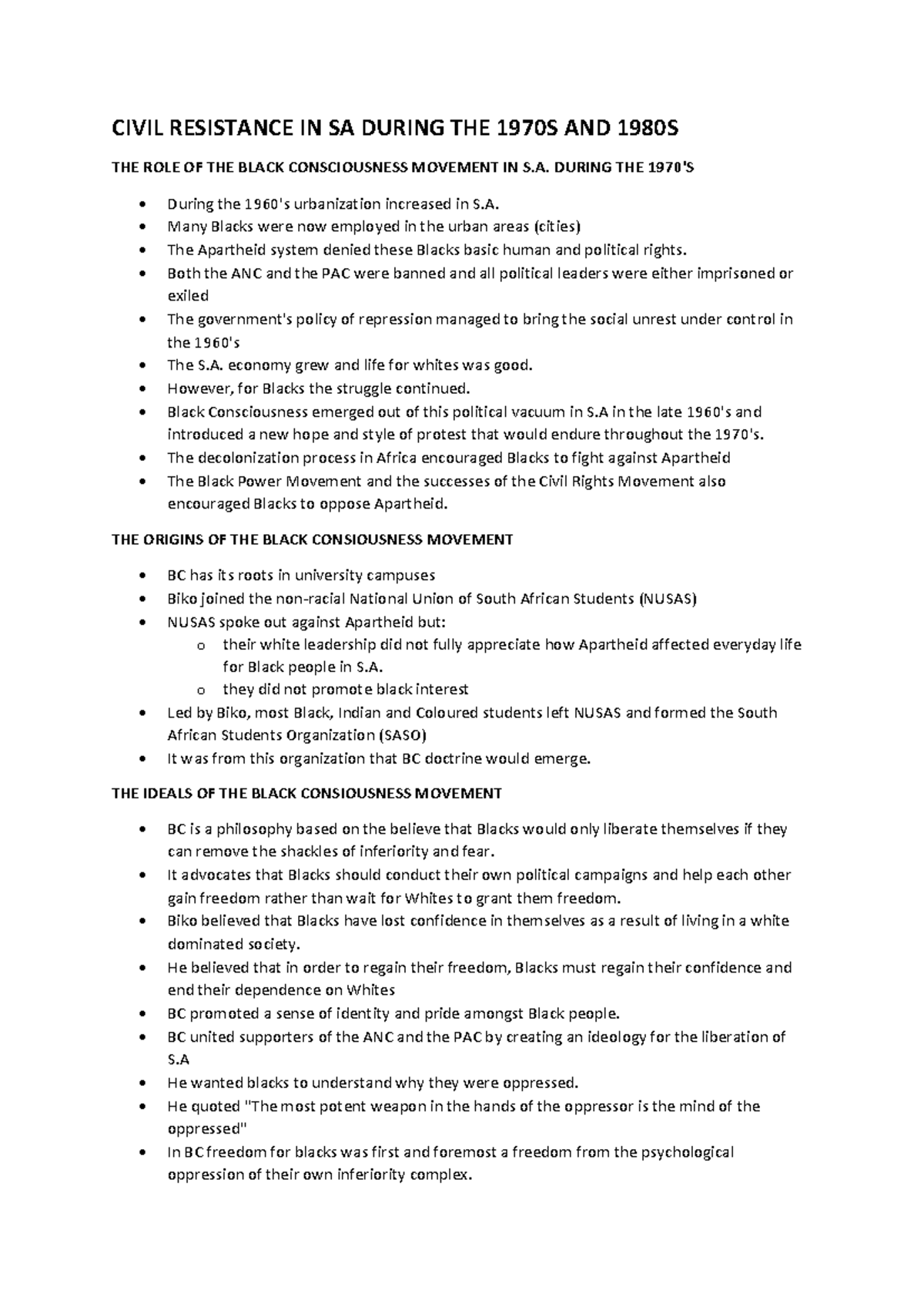 Civil Resistance IN SA During THE 1970S AND 1980S - CIVIL RESISTANCE IN ...