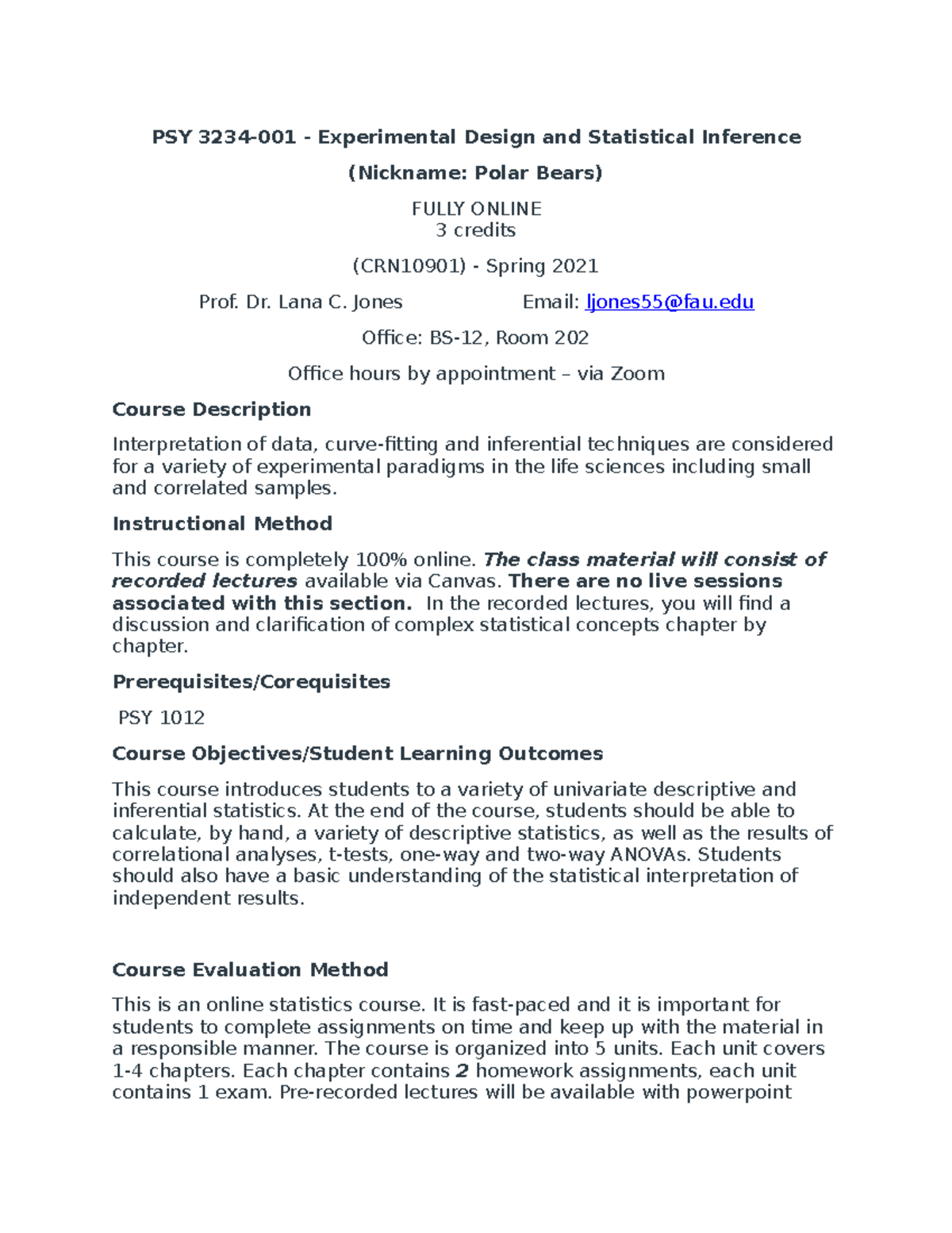 PSY 3234 Spring 2021 LJones - PSY 3234-001 - Experimental Design and ...