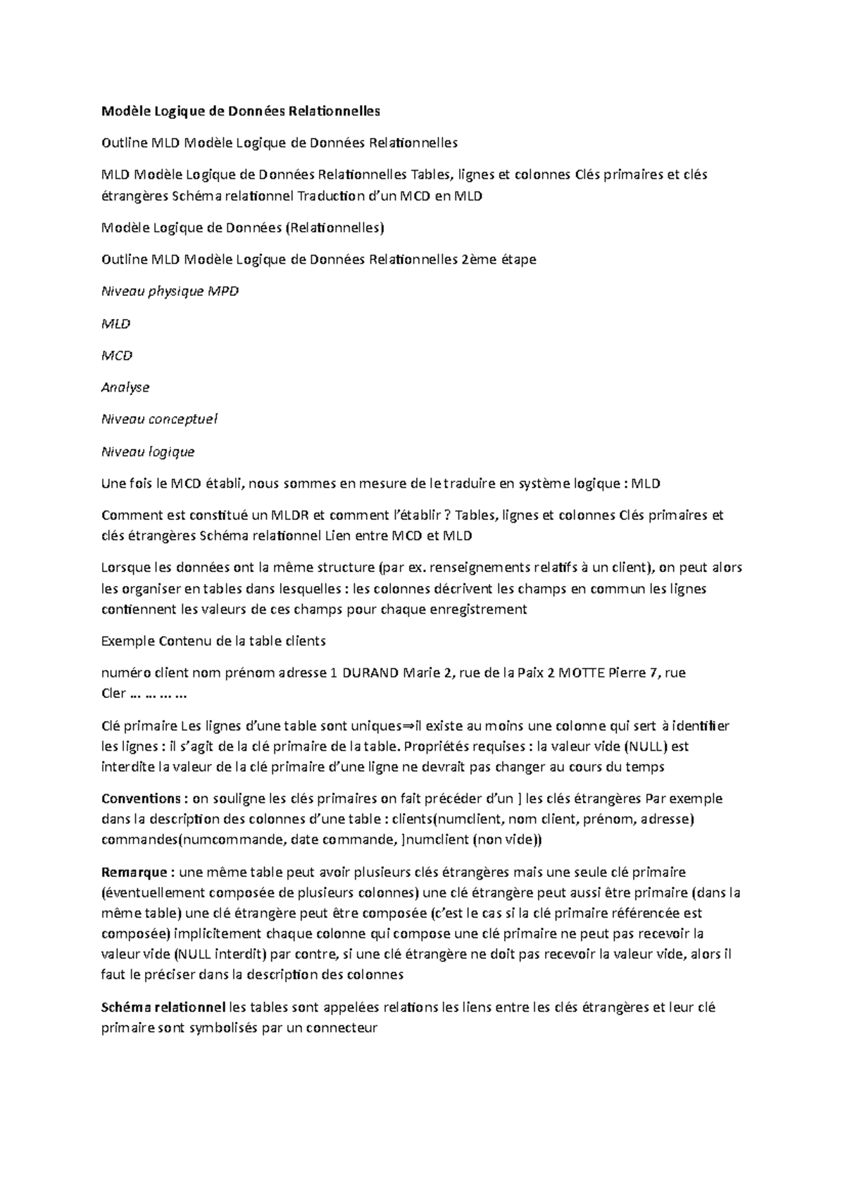 Modèle Logique de Données Relationnelles - Modèle Logique de Données ...
