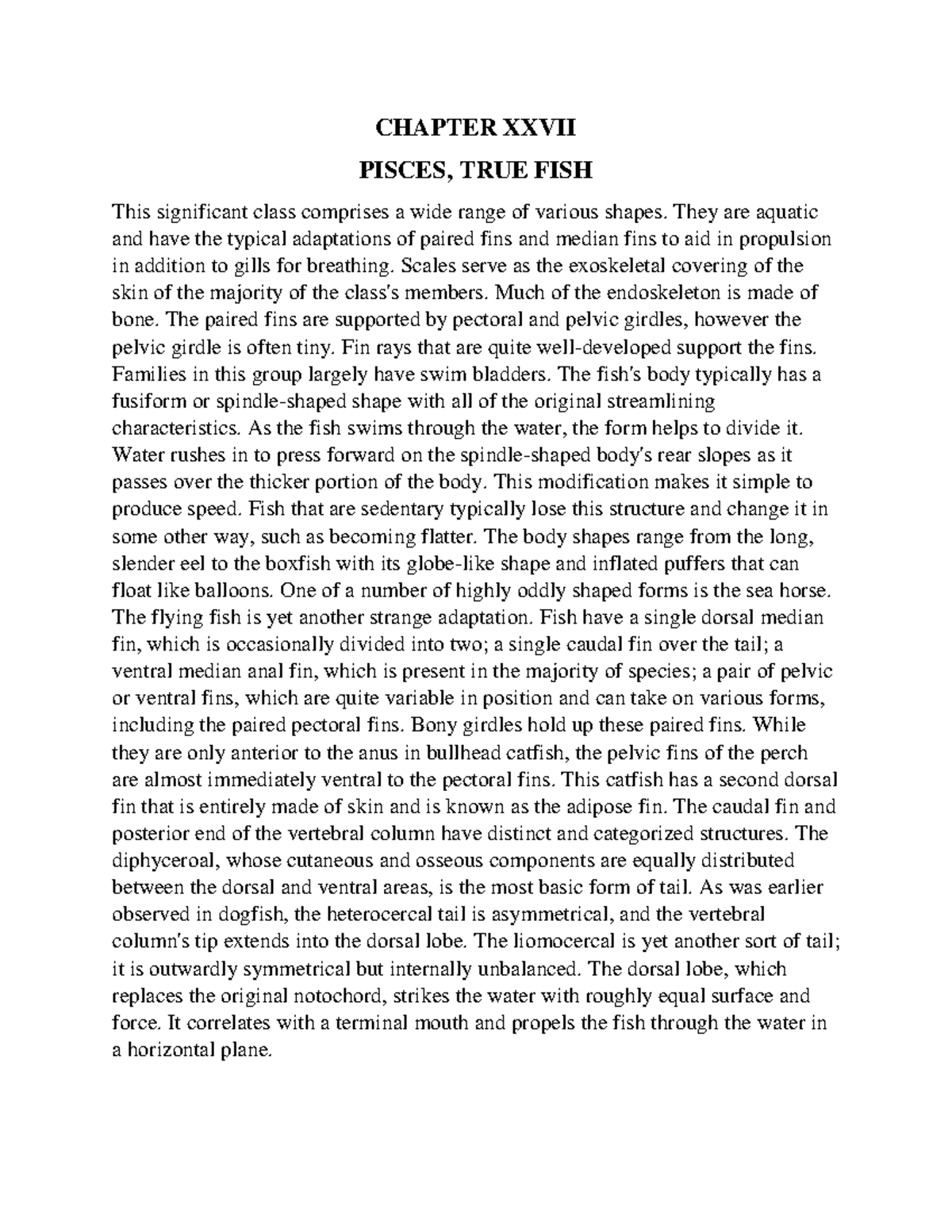 Zoology Chapter 26 [ Pisces, TRUE FISH ]part 1 - CHAPTER XXVII PISCES ...