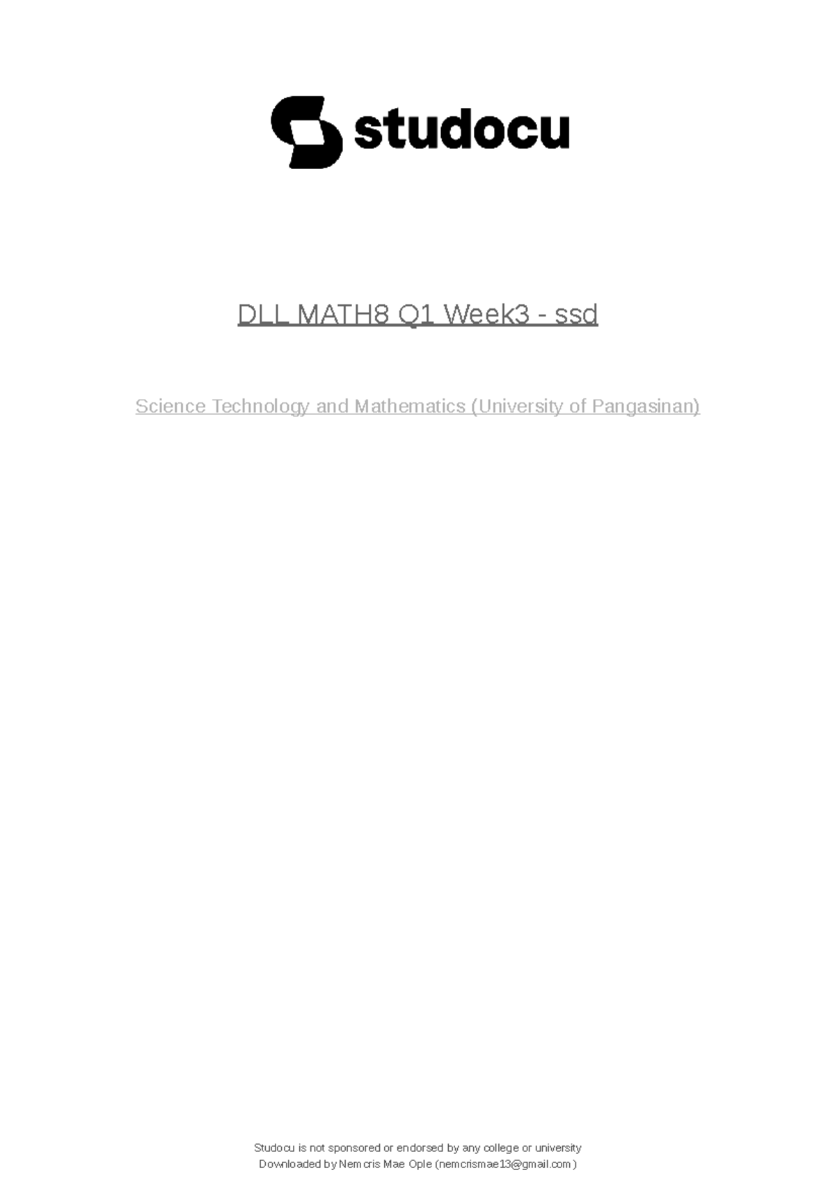 Dll math8 q1 week3 ssd - This is a daily lesson log for Math Grade 8 ...