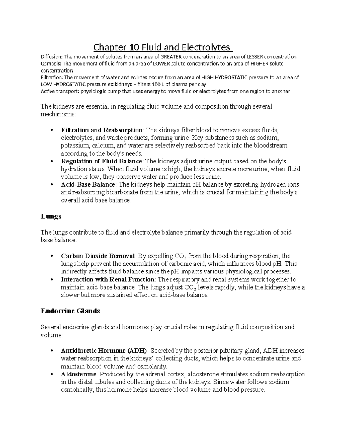Chapter 10 Fluid and Electrolytes - Chapter 10 Fluid and Electrolytes ...