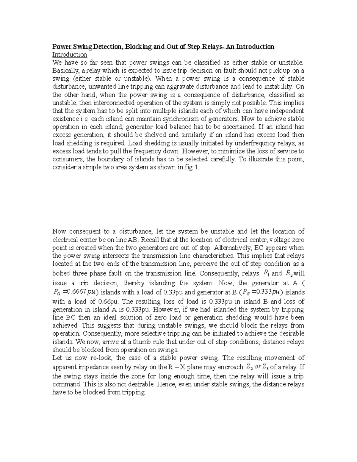 Power swing detection - Power Swing Detection, Blocking and Out of Step ...