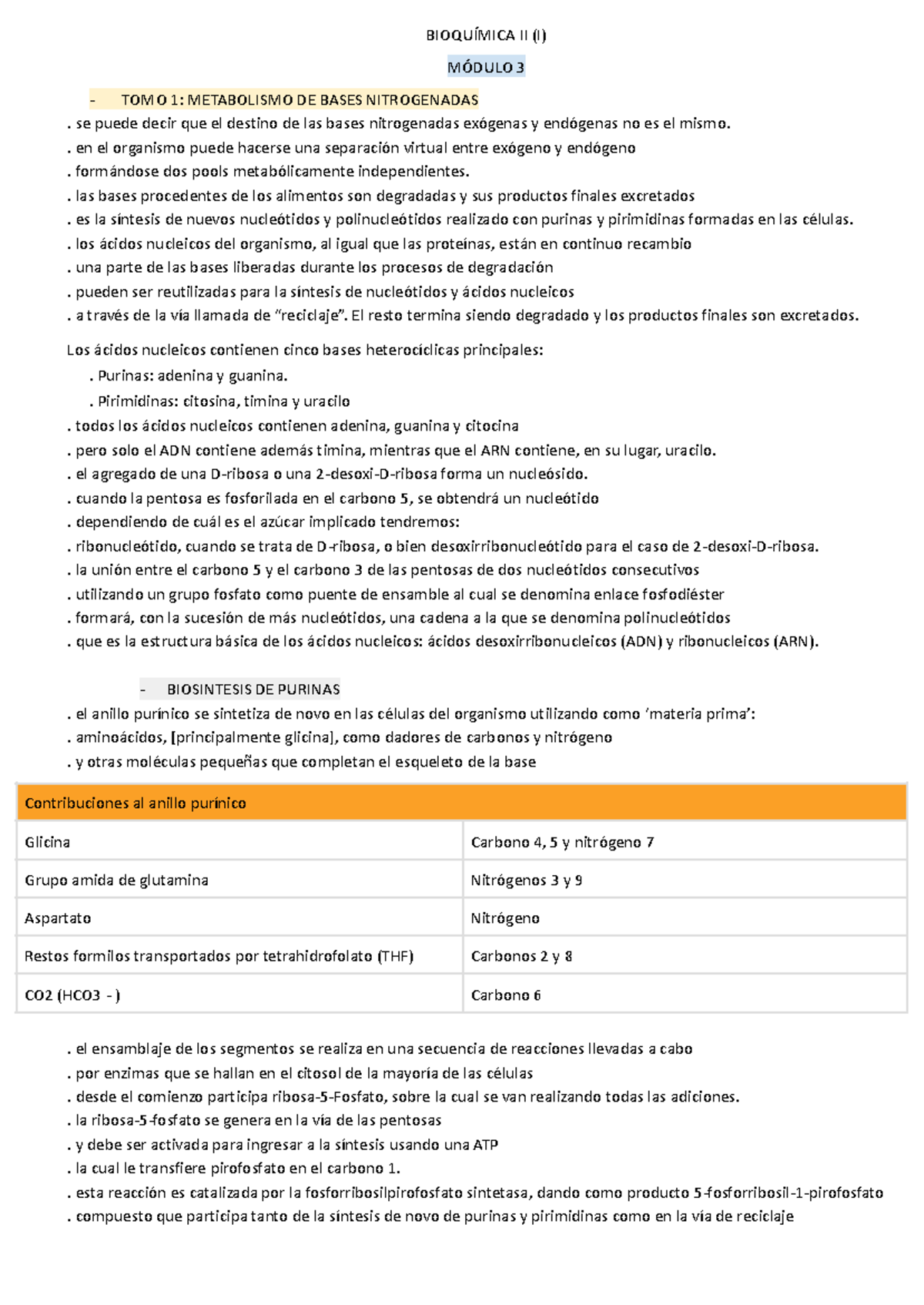 Bioquimica II (II) - RESUMEN M3 Y 4 - BIOQUÍMICA II (I) MÓDULO 3 TOMO 1 ...