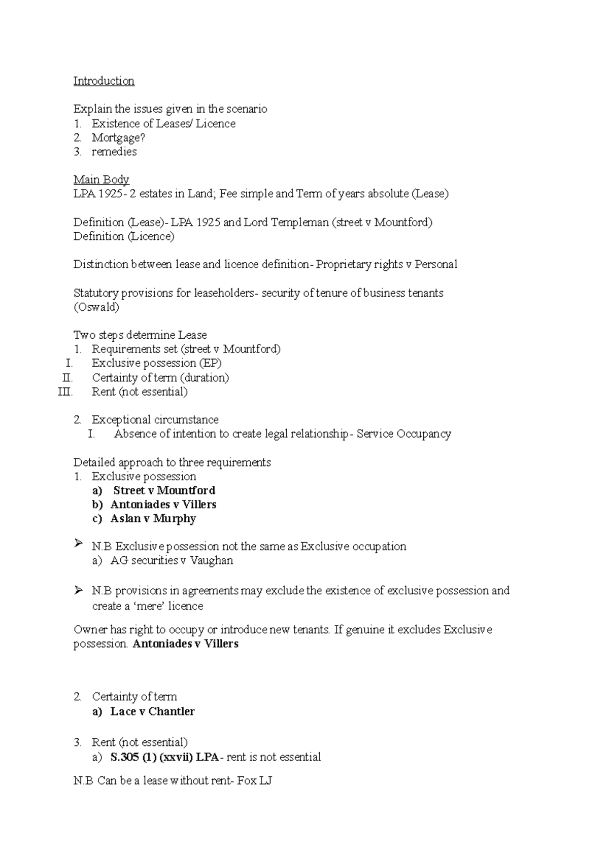 Land Framework essay notes - Introduction Explain the issues given in ...