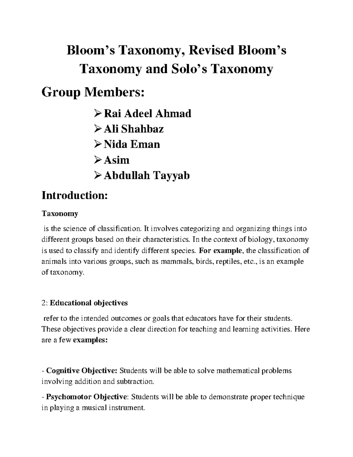 Taxonomy is the science of classification - Bloom’s Taxonomy, Revised ...