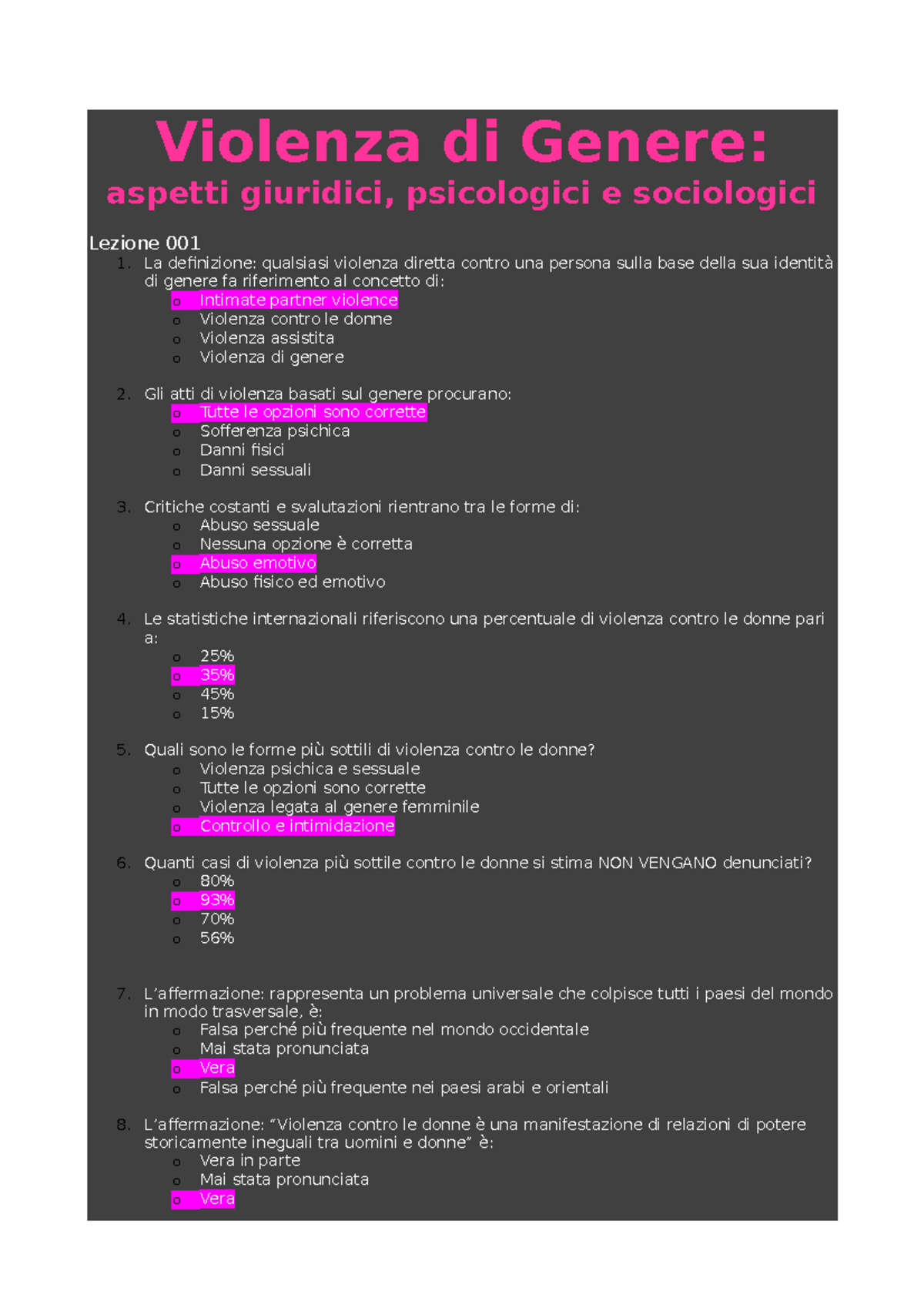 Violenza di Genere - Violenza di Genere: aspetti giuridici, psicologici ...