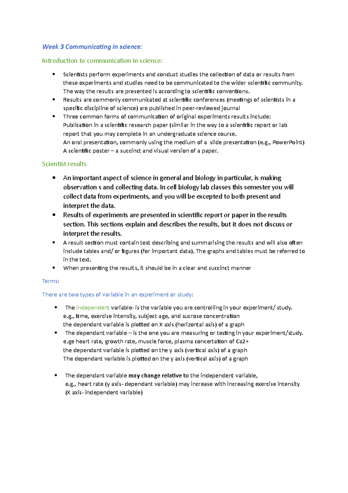 Week 3 Communicating in science - Week 3 Communicating in science ...