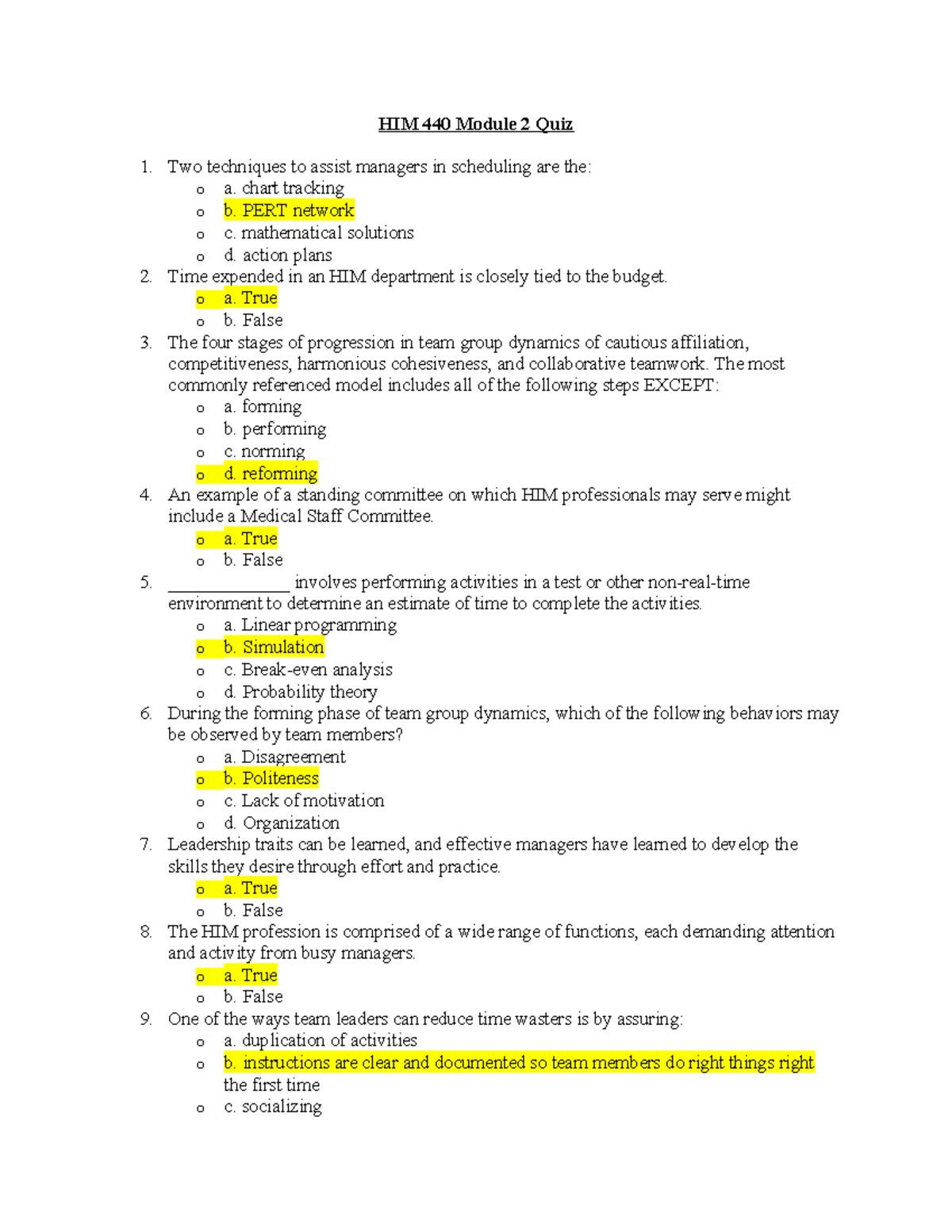 HIM 440 Module 2 Quiz - HIM 440 Module 2 Quiz 1. Two techniques to ...