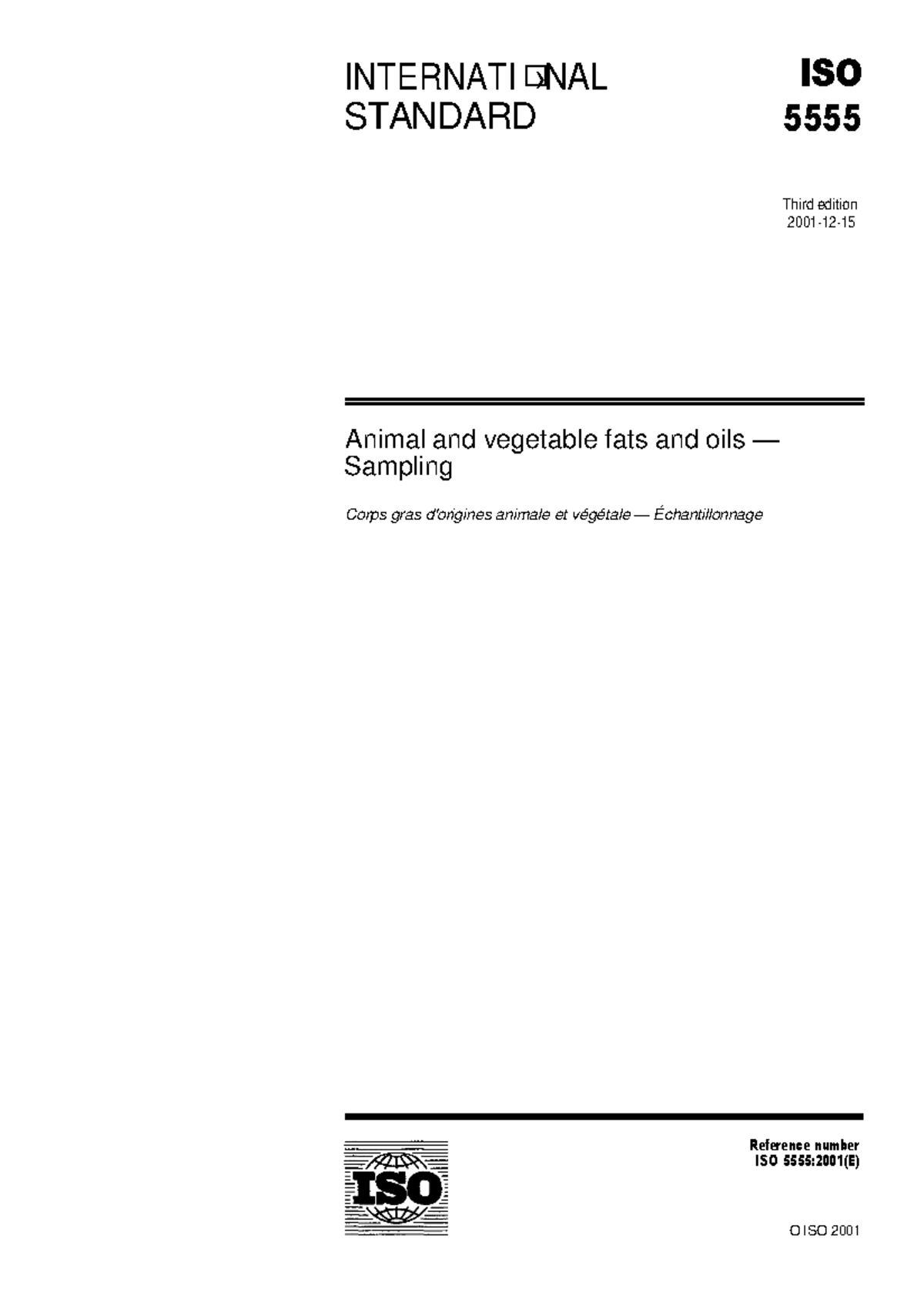 ISO 5555 - SAMPLING - INTERNATI ›NAL STANDARD Animal and vegetable fats and oils — Sampling ...