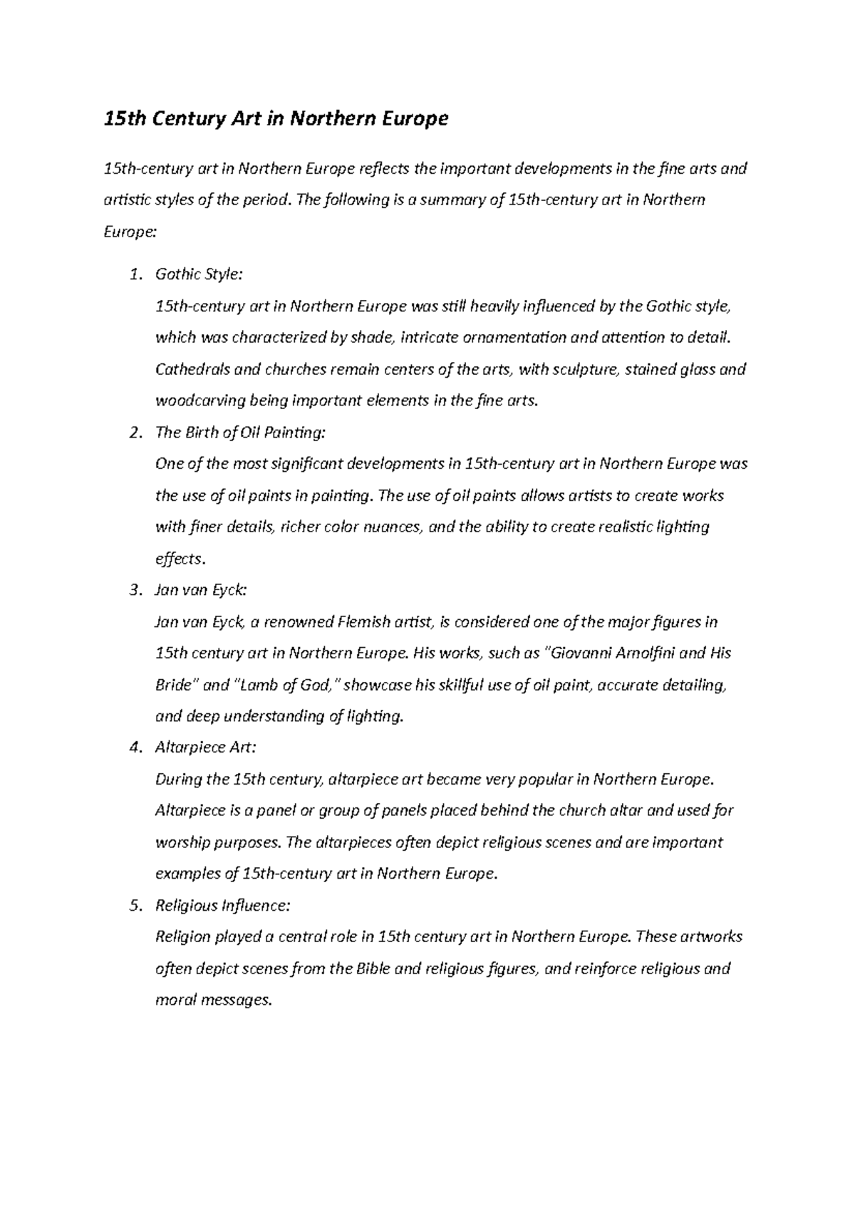 15th Century Art in Northern Europe - 15th Century Art in Northern ...