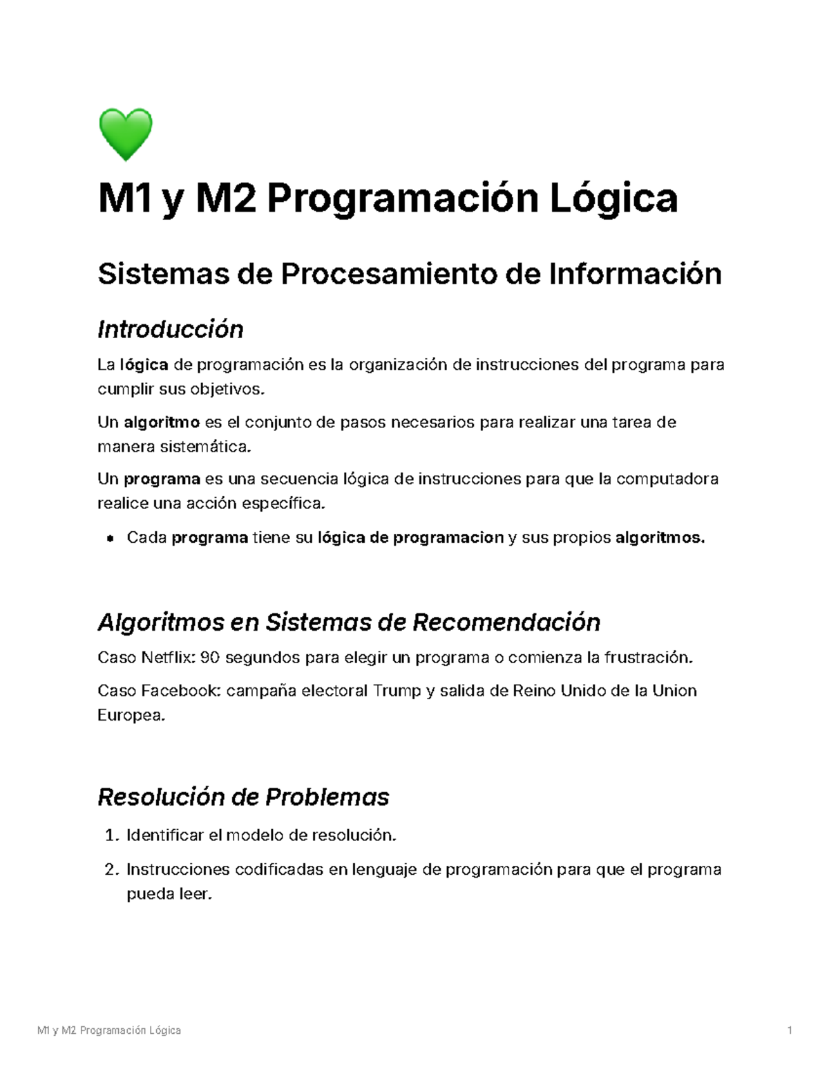 Programación Lógica M1 y M2 - Parcial 1 - 💚 M1 y M2 Programación Lógica Sistemas de ...