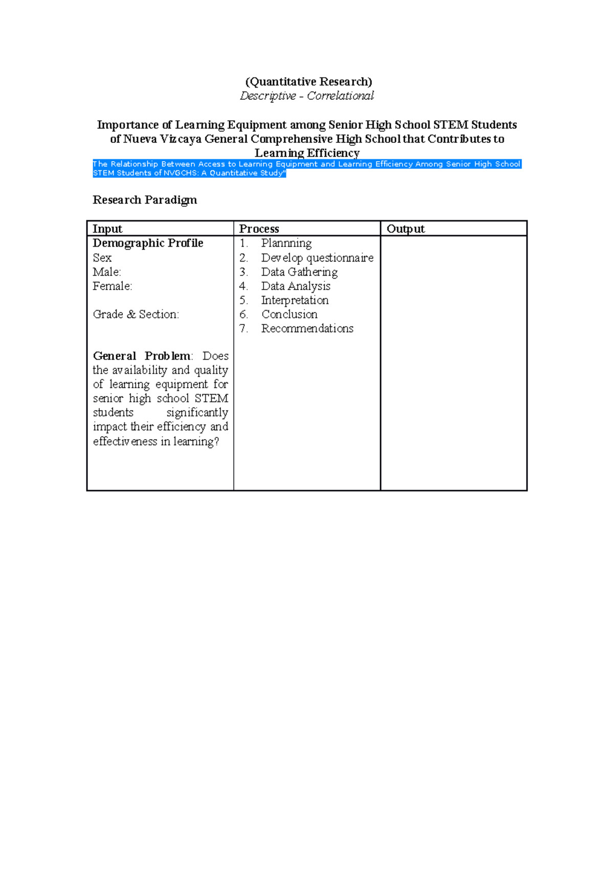 Brainstorming - First step in starting your research. - (Quantitative ...
