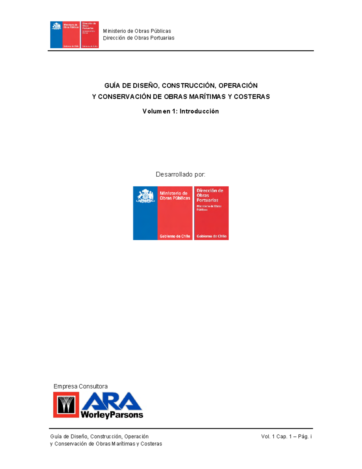 MOP Vol 1 Introduccion Parte 1 - Ministerio de Obras Públicas Dirección de Obras Portuarias Guía ...