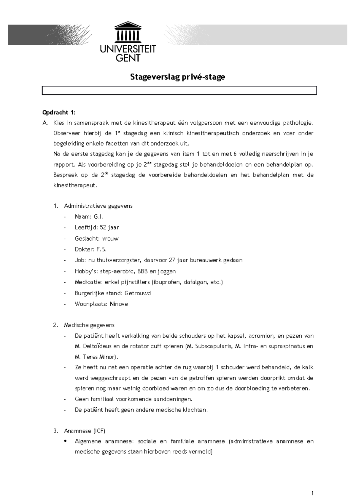 Stageverslag privéstage 2017-2018 - FACULTEIT GENEESKUNDE EN ...