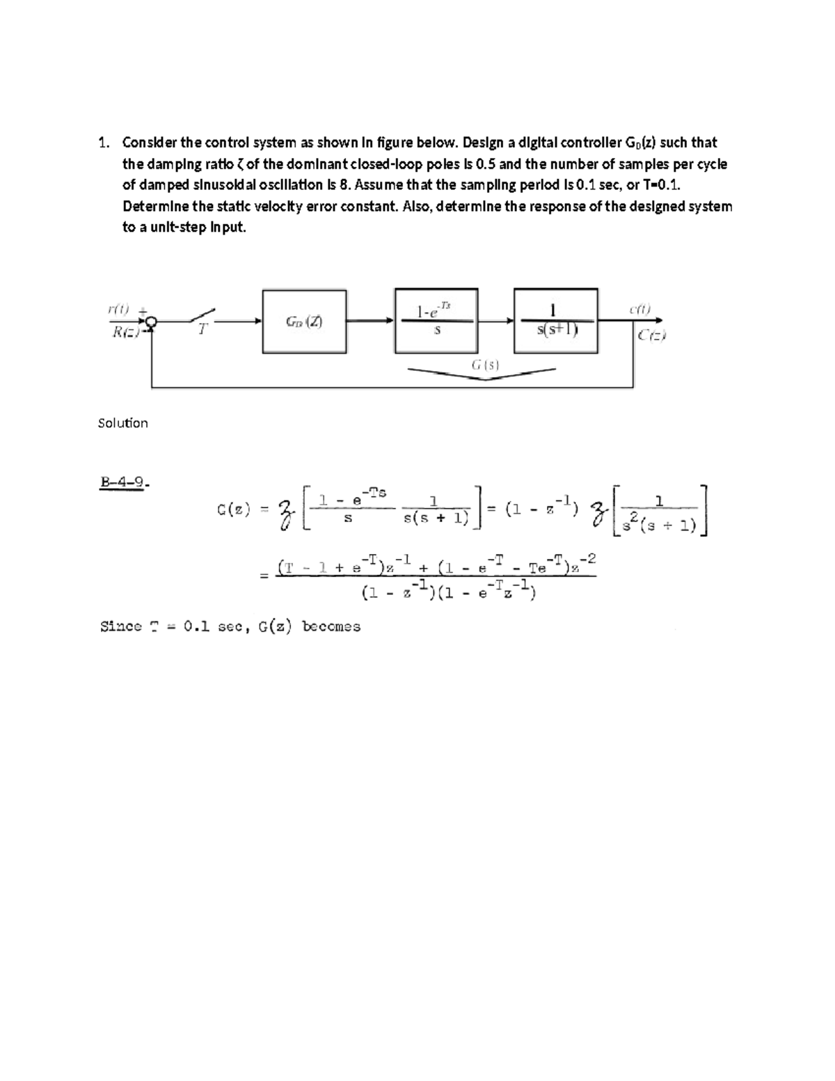 Dcs tutorial of design ch 4.docx with solution - Consider the control system as shown in figure ...