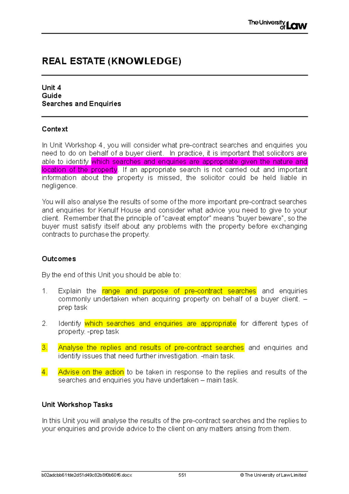 Workshop 4 - fekweoifmoewi - REAL ESTATE (KNOWLEDGE) Unit 4 Guide ...