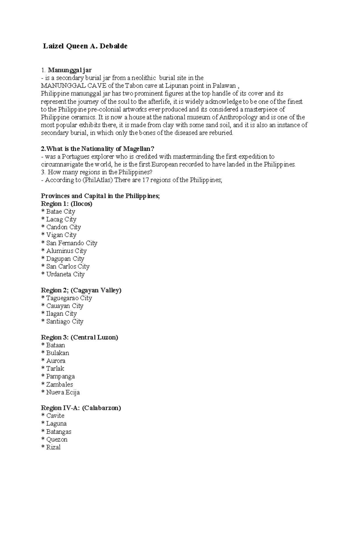 History and Regions - Laizel Queen A. Debalde Manunggal jar is a ...