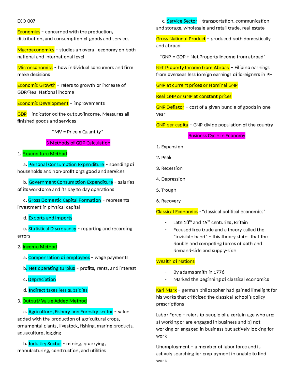 ECO 007 - Summary Economic Development - ECO 007 Economics – concerned ...