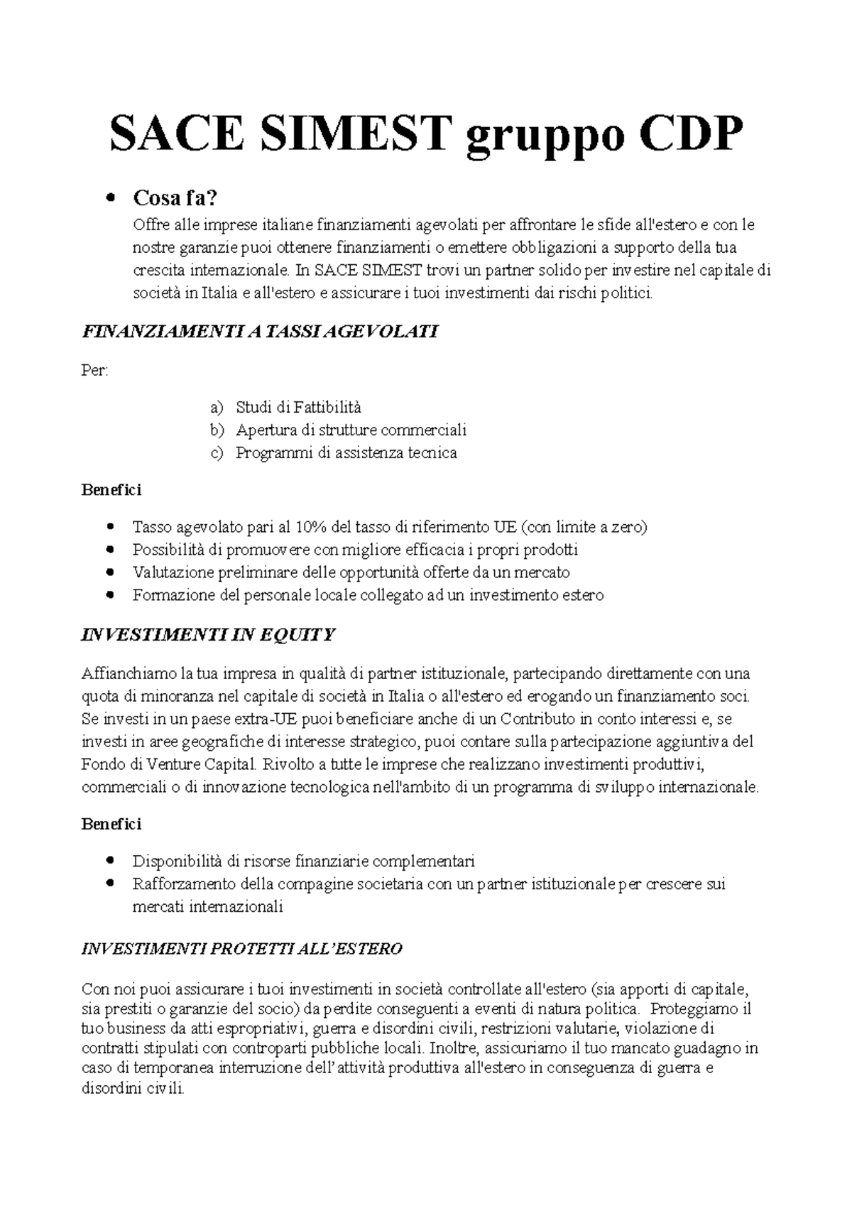 Sace simest - SACE SIMEST gruppo CDP Cosa fa? Offre alle imprese ...