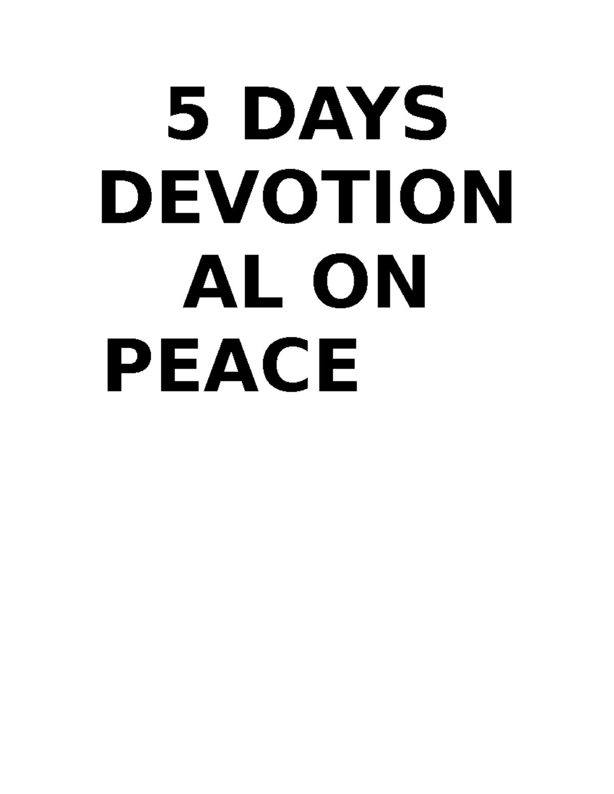 5 DAYS Devotional ON Peace Lizzy - ENG 552 - Cal Poly Pomona - Studocu