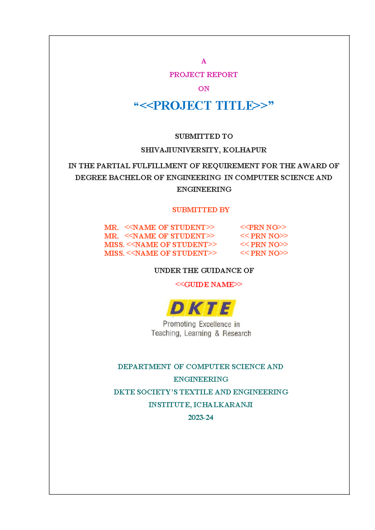 Project Report Template - ####### A ####### PROJECT REPORT ####### ON