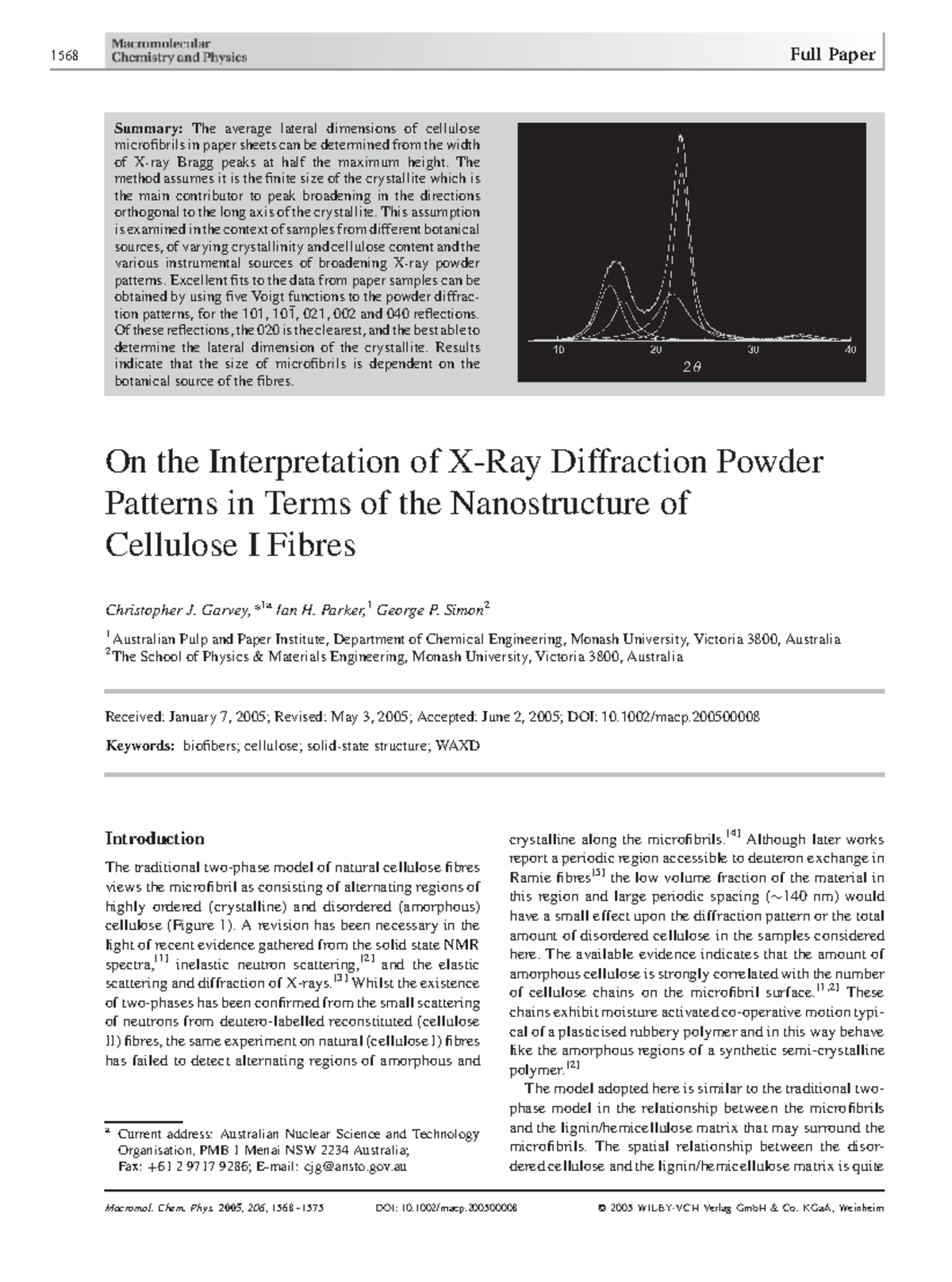 Macro Chemistry Physics - 2005 - Garvey - On the Interpretation of X ...