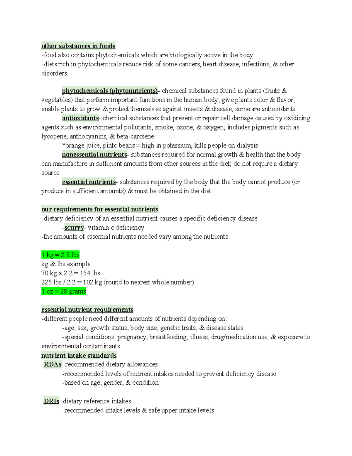 Nutr 1-14-19 - Science of human nutrition notes from in class lecture ...