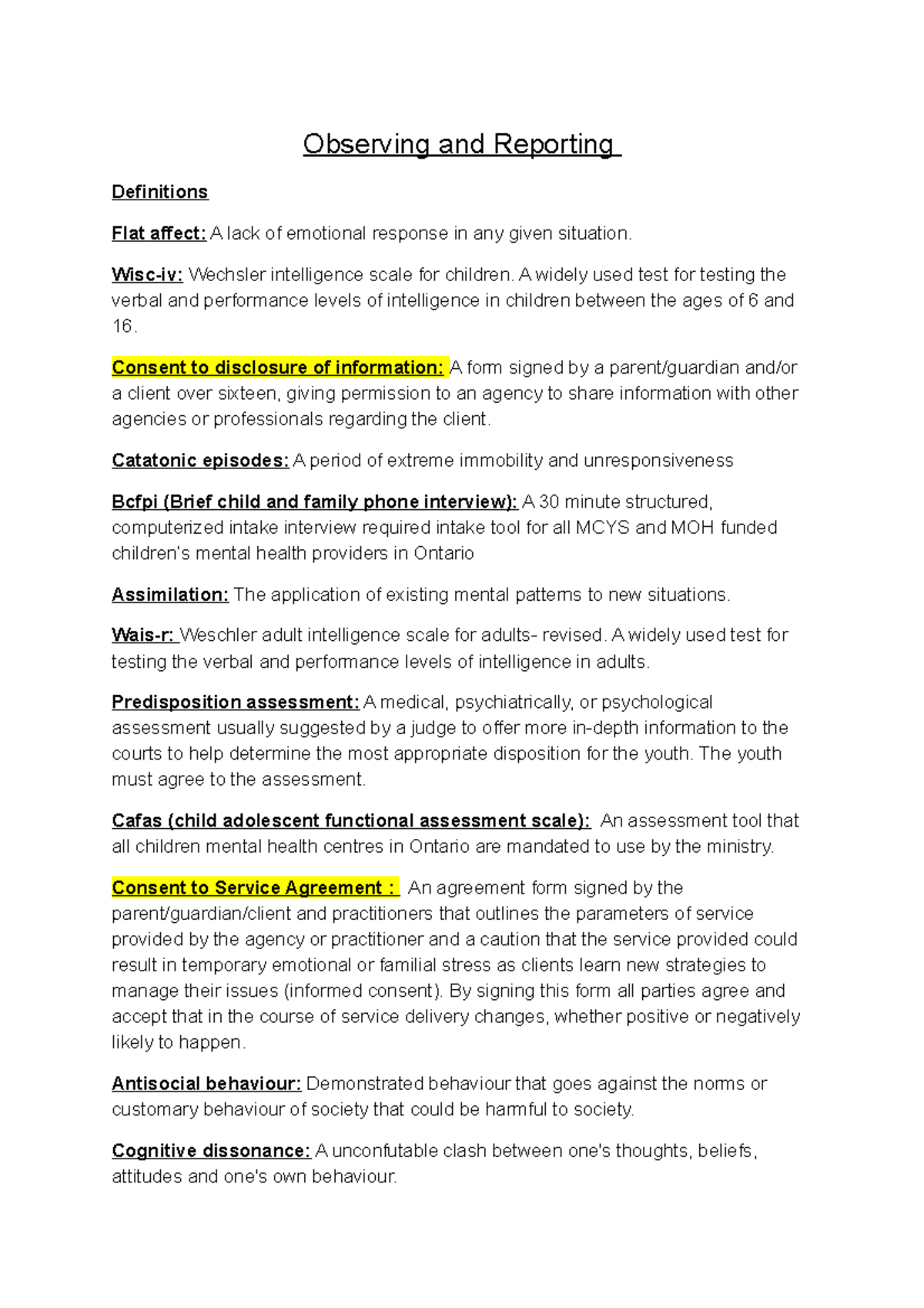 Observing and Reporting review - Observing and Reporting Definitions ...