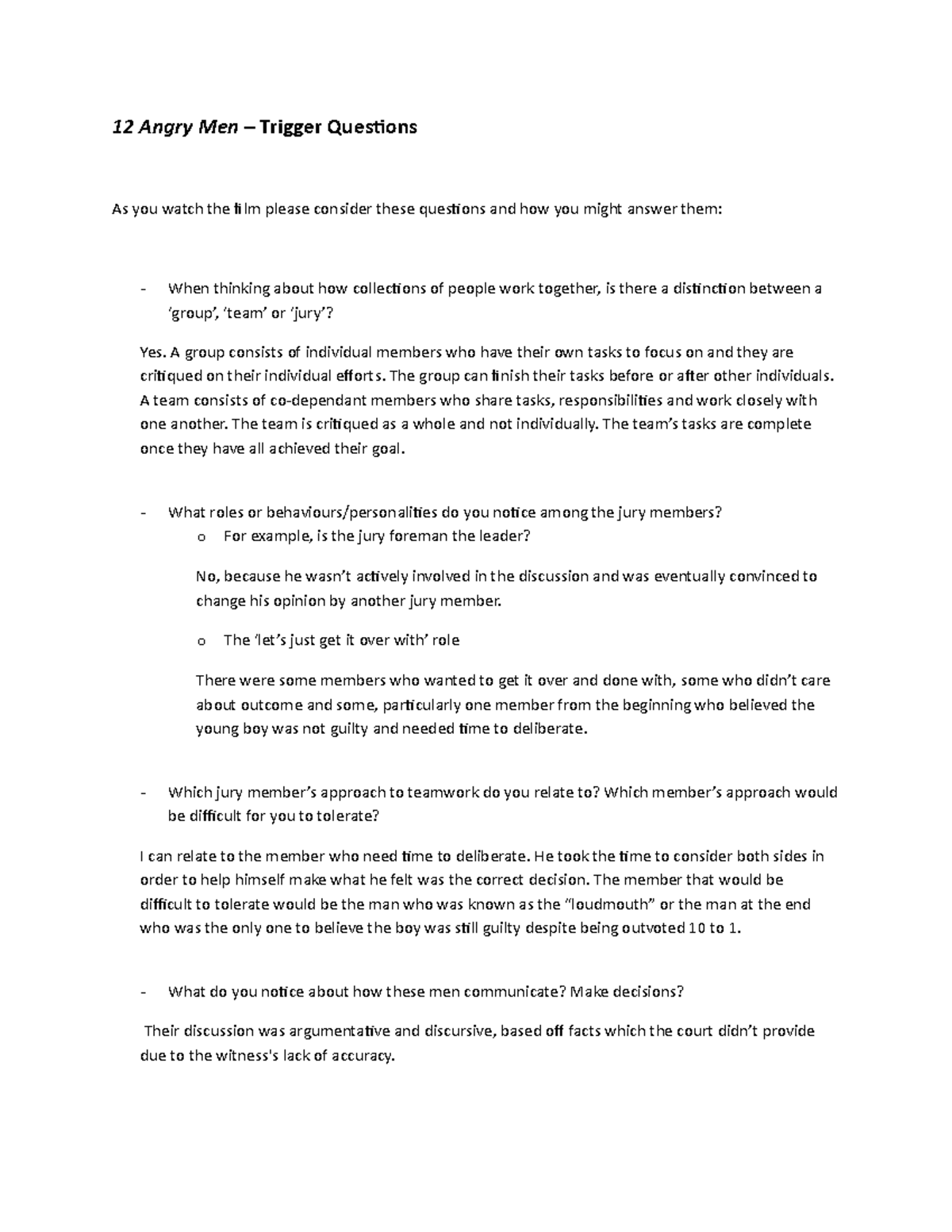 Answers to 12 Angry Men - trigger questions - 12 Angry Men – Trigger ...