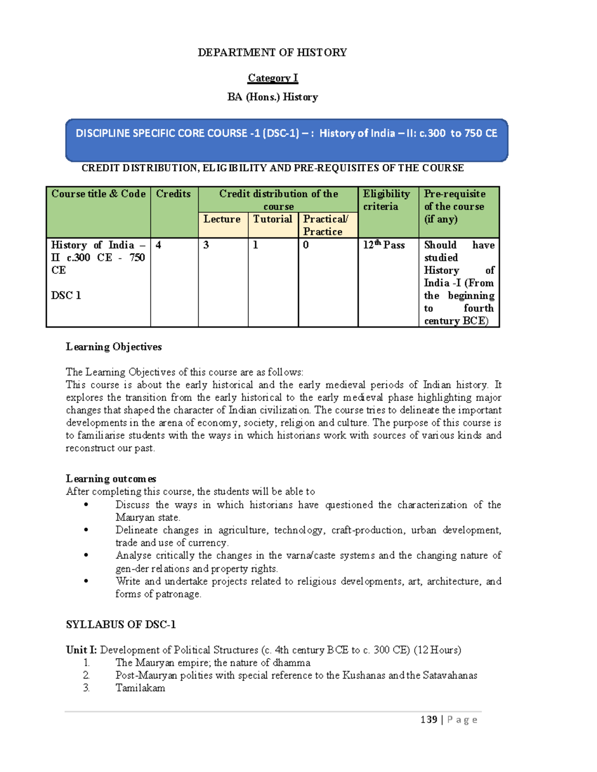 History SEM II - Lecture notes - DEPARTMENT OF HISTORY Category I BA ...