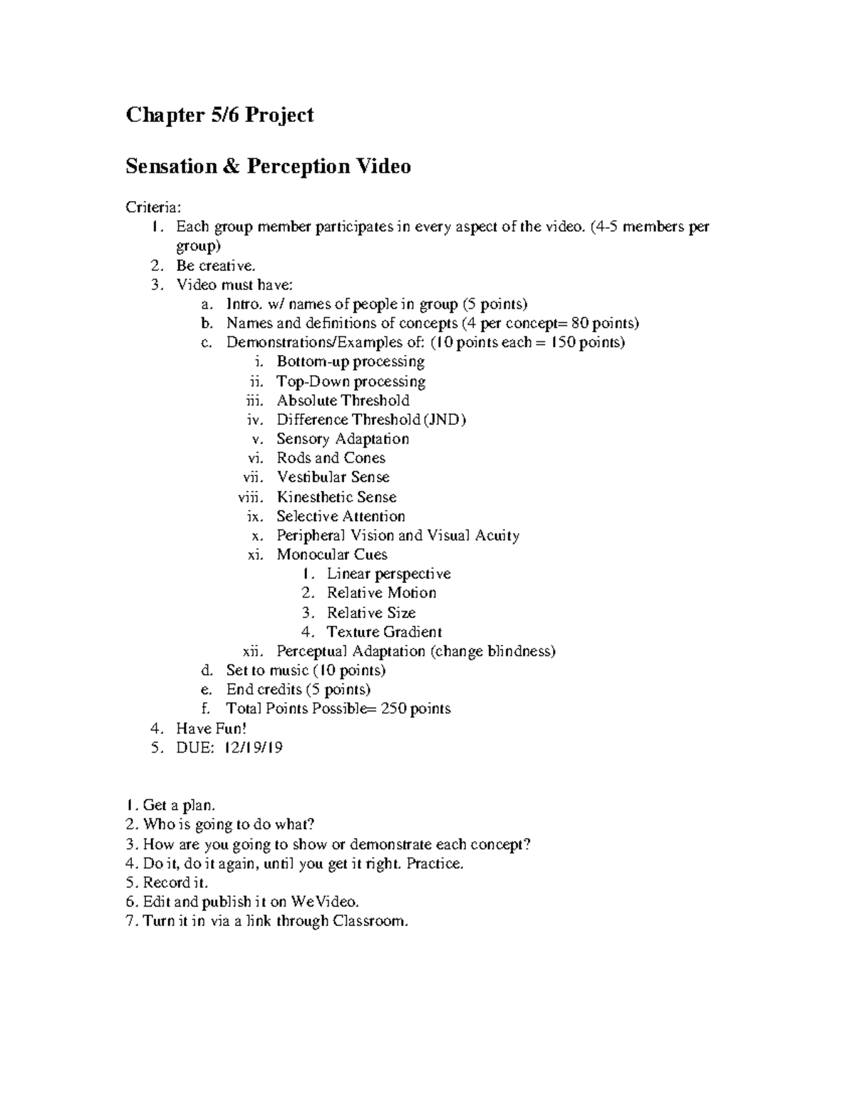 Sensation & Perception Project - Chapter 5/6 Project Sensation ...