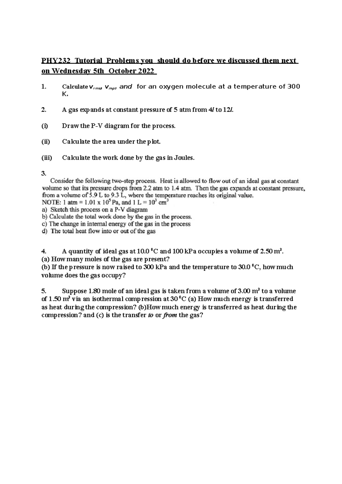PHY232 Tutorial #3 to be discussed on Wednesday 5th October 2022 ...