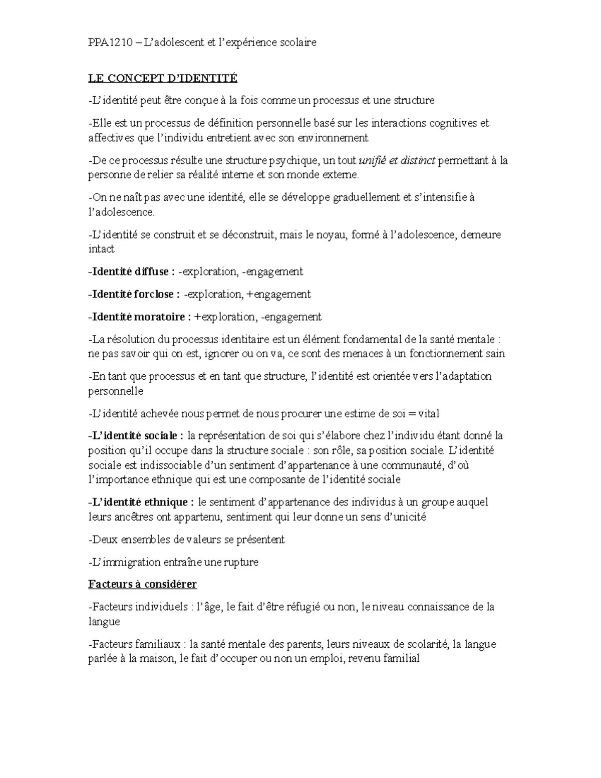 Notes de cours PPA1210 - PPA1210 - UdeM - Studocu