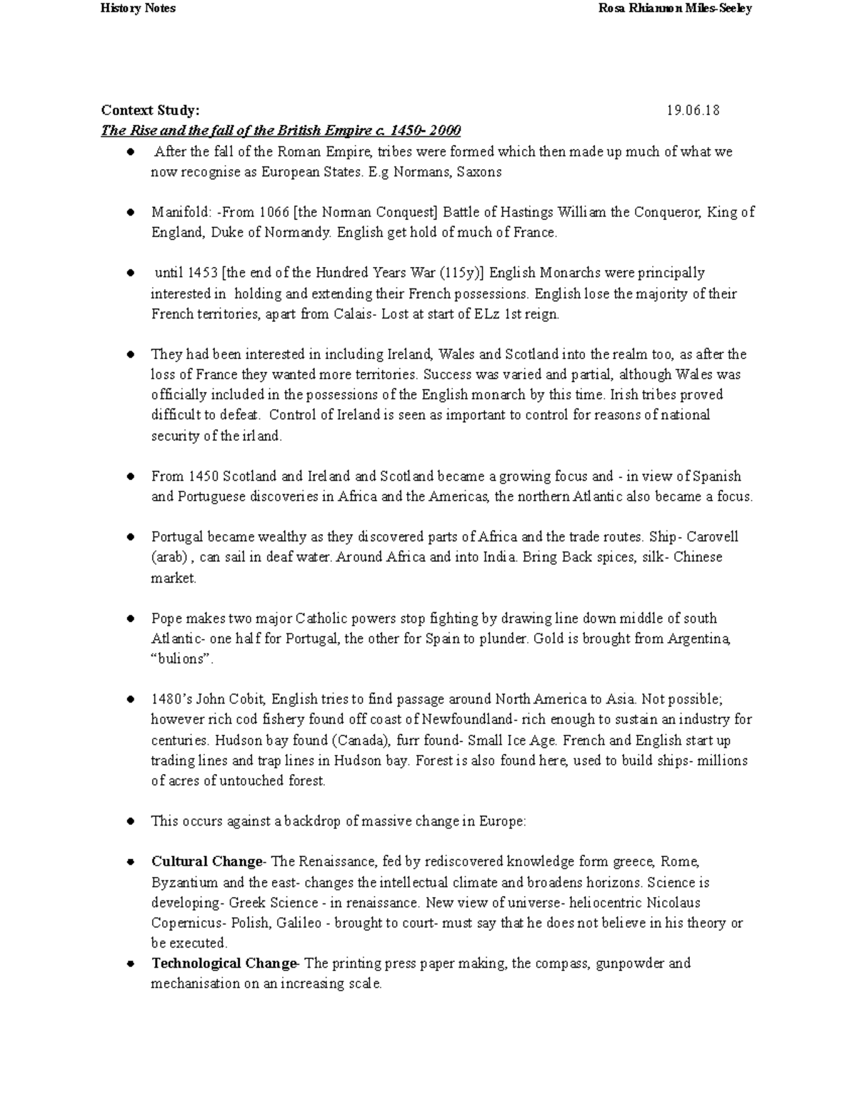 History Notes- British Empire - Context Study: 19. The Rise and the ...