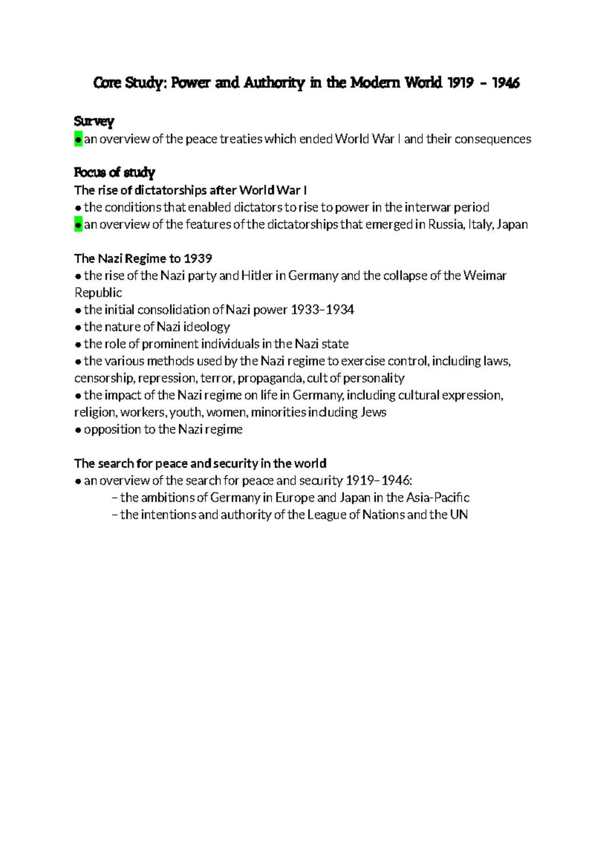 WW2 History - Core notes for the first bit of the syllabus. - Core ...