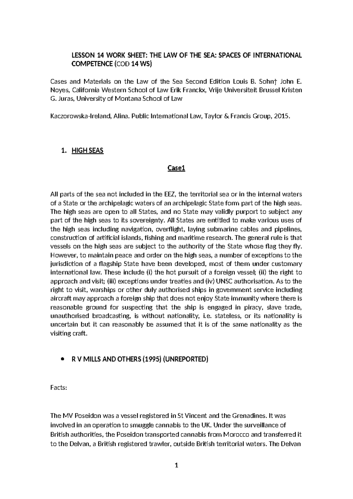 Lesson 14 WORK Sheet - Ingles - LESSON 14 WORK SHEET: THE LAW OF THE ...