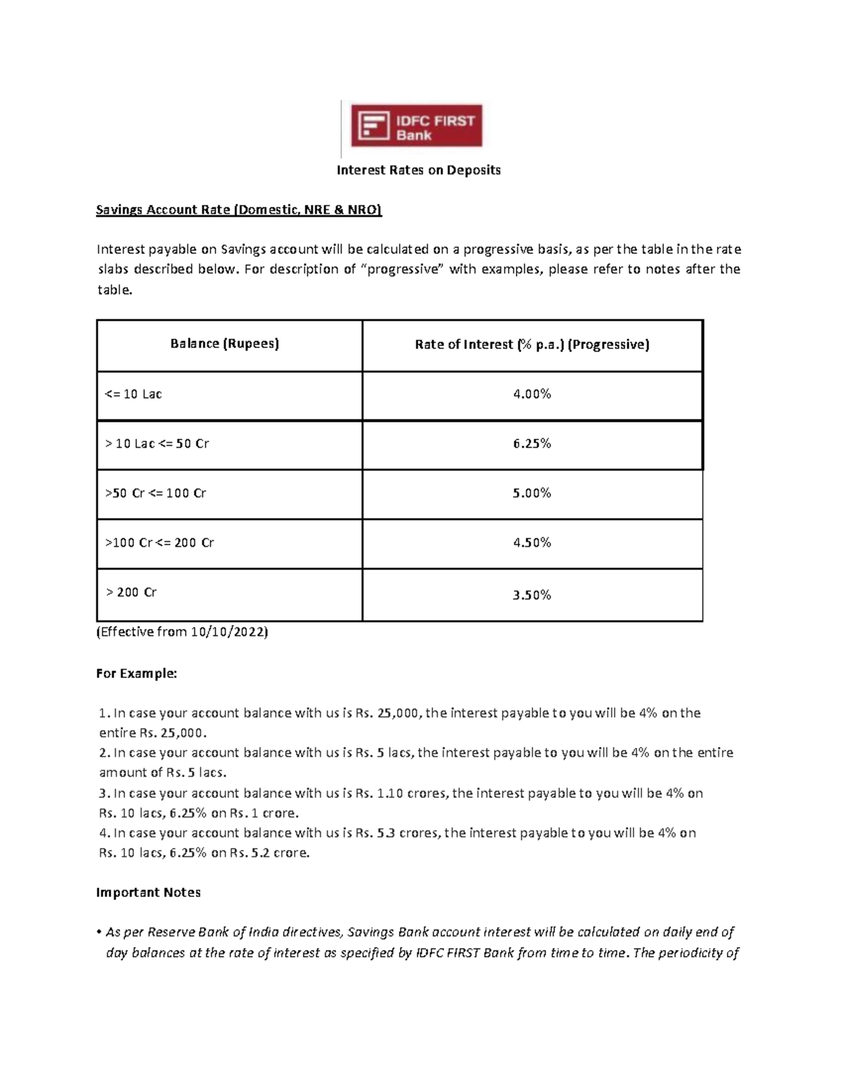 Interest-Rate-Retail - Interest Rates on Deposits Savings Account Rate ...
