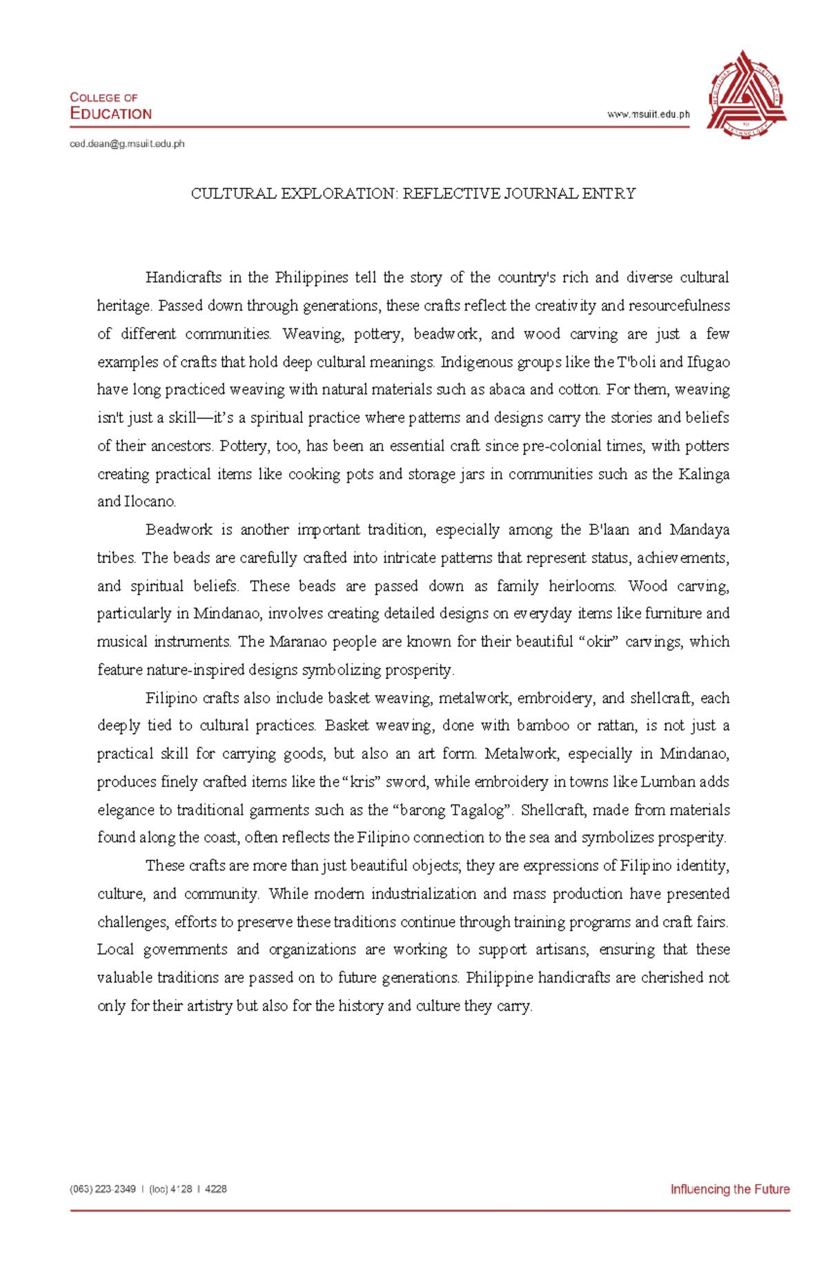 Module 2 - Reflective Journal - CULTURAL EXPLORATION: REFLECTIVE ...