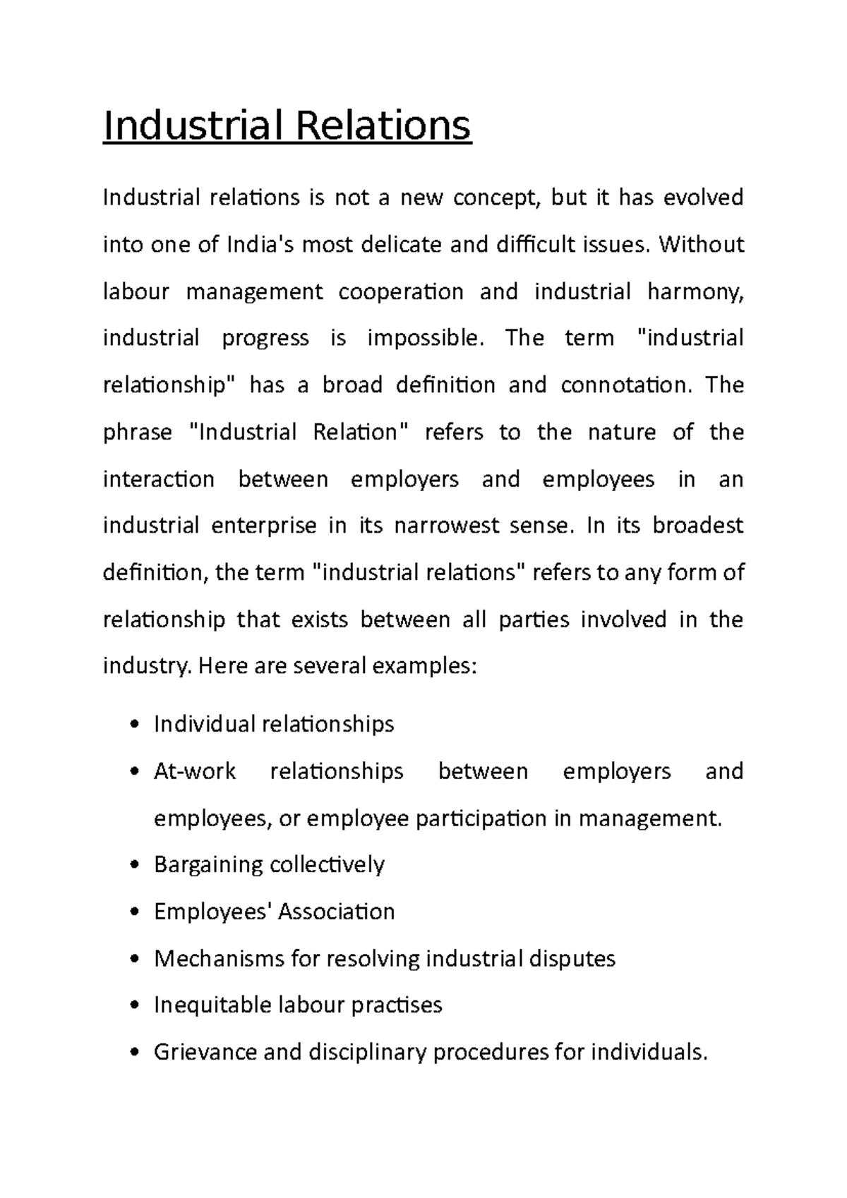 Industrial Relations - Lecture notes 13 - Industrial Relations ...