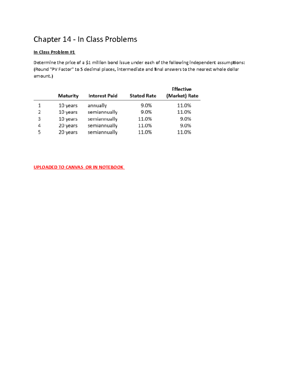 Chapter 14 In Class Problems Fa18 - Chapter 14 - In Class Problems In ...